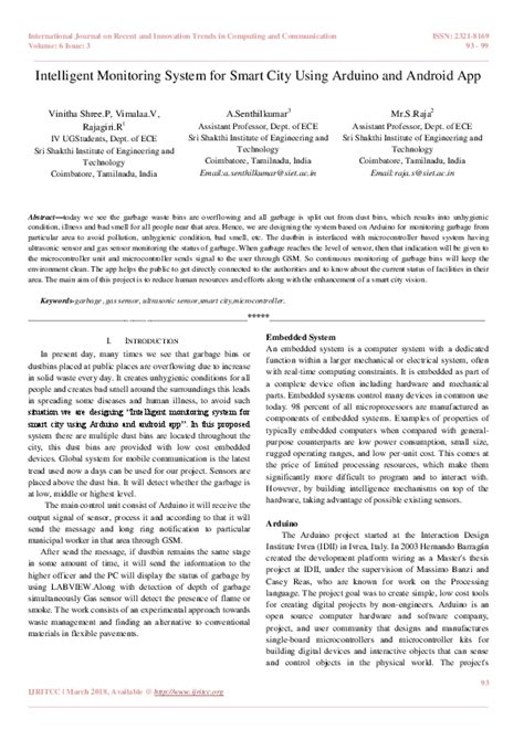 Pdf Intelligent Monitoring System For Smart City Using Arduino And Android App