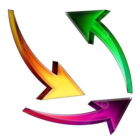 Direction Arrow Clipart Transparent Background 3d Colorful Curved