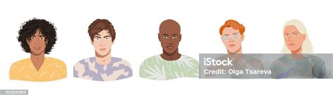 다양한 현대 사람들의 초상화 아바타 남자 세트 흰색에 고립 된 세련된 젊은 남성의 벡터 초상화 기원에 대한 스톡 벡터 아트 및 기타 이미지 Istock