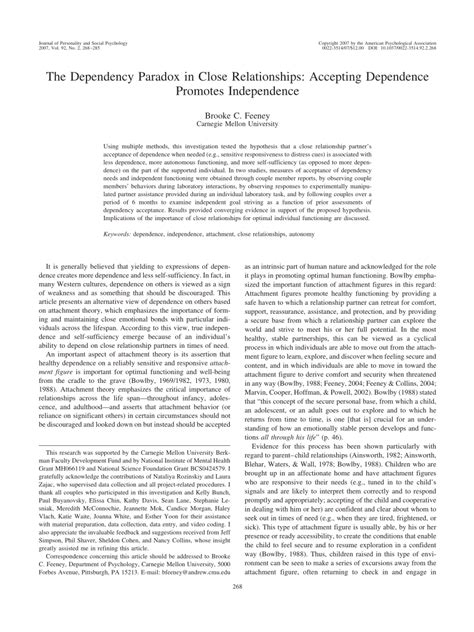 pdf the dependency paradox in close relationships accepting