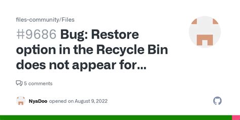 Bug Restore Option In The Recycle Bin Does Not Appear For Shortcuts
