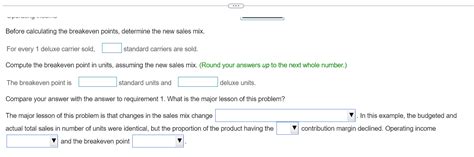 solved requirements data table 1 compute the breakeven