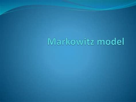 Portfolio Markowitz Model Pdf