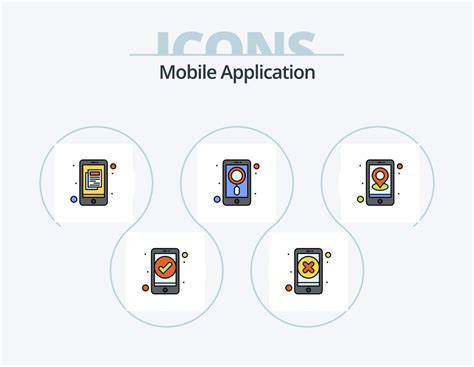 Mobile Application Line Filled Icon Pack 5 Icon Design Media Device App Setting Gear