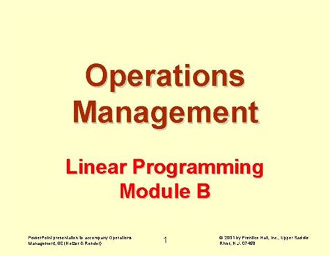 Operations Management Linear Programming Module B Power Point