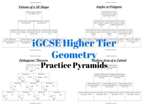 Igcse Higher Tier Maths Geometry Practice Pyramids Worksheets