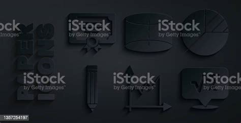 그래프 일정 차트 다이어그램 파이 인포그래픽 연필 X 글리프의 정사각형 뿌리 기하학적 그림 실린더 및 인증서 템플릿 아이콘을 설정합니다 벡터 0명에 대한 스톡 벡터 아트 및