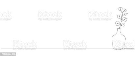 꽃병에 열대 잎 식물의 하나의 연속 선 그리기 세련된 로프트 하우스 꽃 디자인 결혼식과 간단한 선형 스타일의 인사말 카드 편집 가능한 스트로크 낙서 벡터 일러스트 레이 션