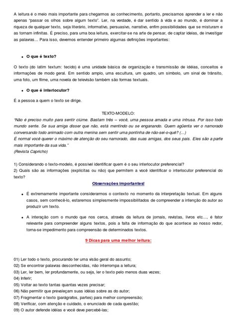 Interpretação De Texto Concurso Pdf Interpretação Linguística