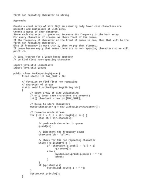 first non repeating character in string pdf
