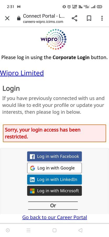 Wipro — My Login Access Has Been Restricted 2847250