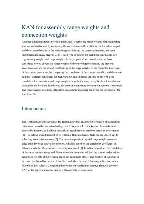 Pdf The Selectivity Of Associative Memory Then Assembly Range Weights And Connection Weights