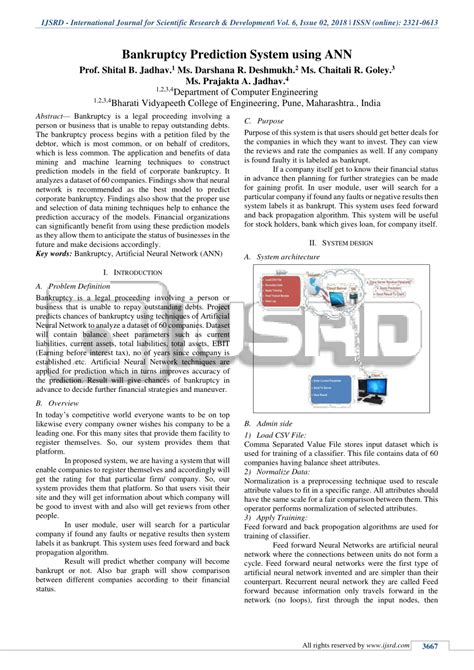 Pdf Bankruptcy Prediction System Using Ann