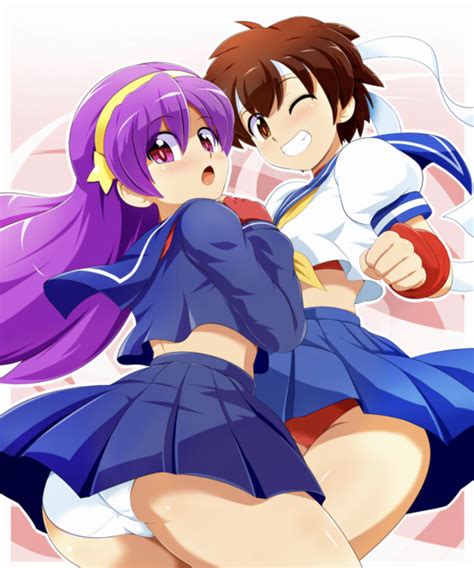 Rule 34 2girls Ass Athena Asamiya Bandana Blushing Brown Hair Cameltoe Capcom Capcom Vs Snk
