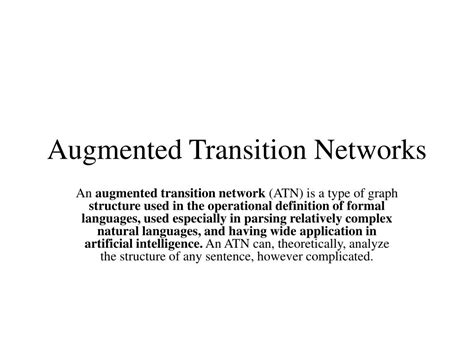 Ppt Augmented Transition Networks Powerpoint Presentation Free Download Id4529120