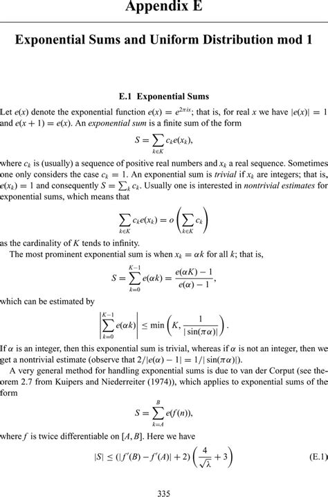 Exponential Sums And Uniform Distribution Mod 1 E Analytic Information Theory