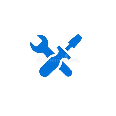 Blue Hammer And Wrench Crossed Symbol Representing Repair And Maintenance Concept Stock Vector
