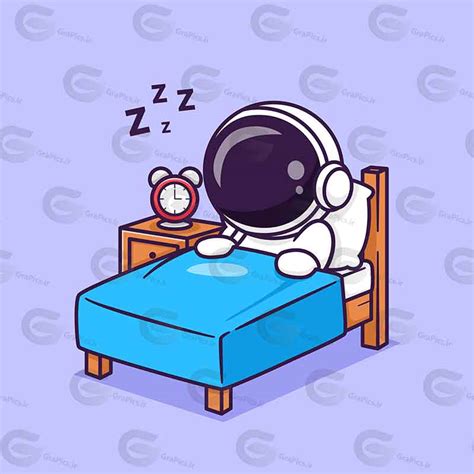 وکتور کارتونی فضانورد و تخت خواب کد 479 گراپیکس