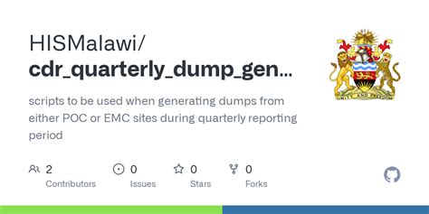 GitHub HISMalawi Cdr Quarterly Dump Generation Scripts Scripts To Be Used When Generating
