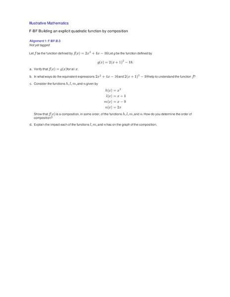 building an explicit quadratic function by composition activity for 8th 12th grade lesson planet
