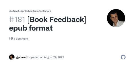Book Feedback Epub Format · Issue 181 · Dotnet Architectureebooks · Github