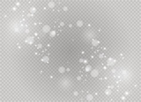 흰색 불꽃과 황금 별이 특별한 조명 효과를냅니다 투명 배경에 반짝 크리스마스 추상 패턴입니다 반짝이는 마법 먼지 입자 프리미엄 벡터