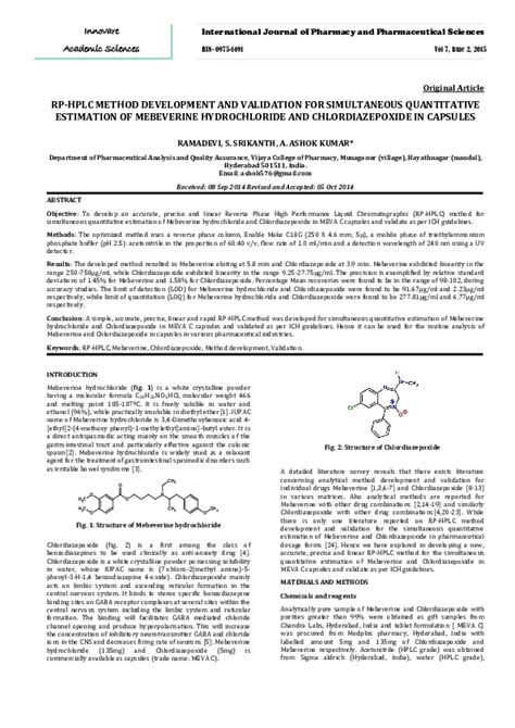 Pdf Rp Hplc Method Development And Validation For Simultaneous Quantitative Estimation Of
