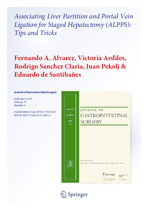 Pdf Associating Liver Partition And Portal Vein Ligation For Staged Hepatectomy Alpps Tips