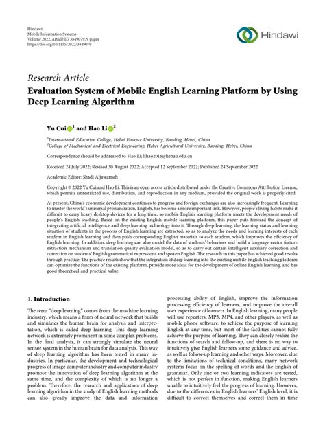 pdf evaluation system of mobile english learning platform by using deep learning algorithm
