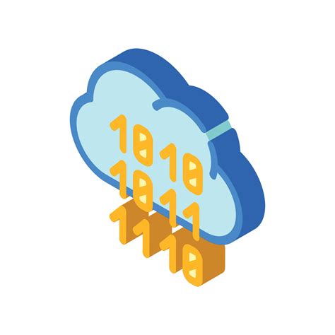Programming Binary Code Cloud Storage Isometric Icon Vector