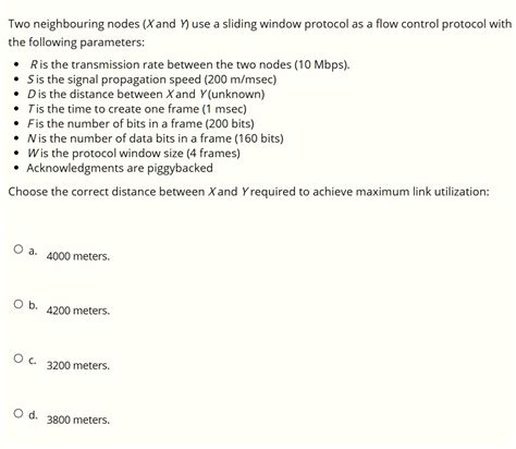 solved two neighboring nodes x and y use a sliding window protocol