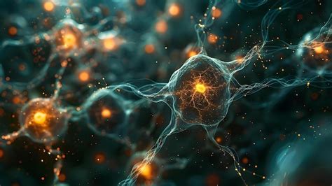 Premium Photo Techthemed Abstract Background With Interconnected Cyber Cells And Neural