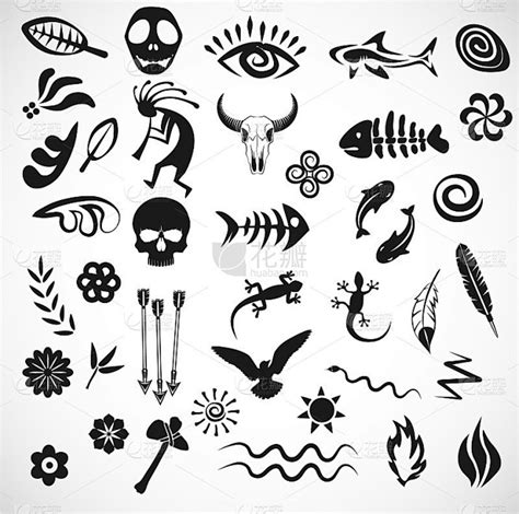 一套原始矢量插图的风格古代人岩洞画部落民族