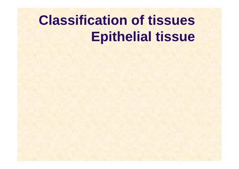 Pdf Classification Of Tissues Epithelial Tissue · Revision Cell
