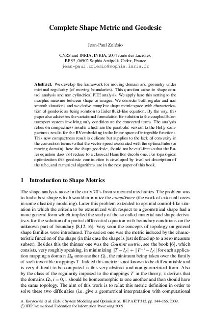 Pdf Complete Shape Metric And Geodesic