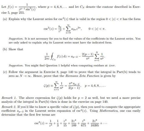 Solved Let F Z Zp−1sin2 Z 1 Where P 4 6 8 … And Let Cn