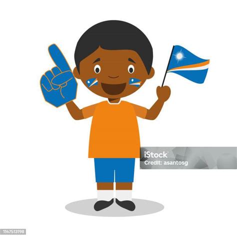 국기와 장갑 벡터 일러스트와 함께 마샬 군도에서 국가 스포츠 팀 팬 Championship에 대한 스톡 벡터 아트 및 기타