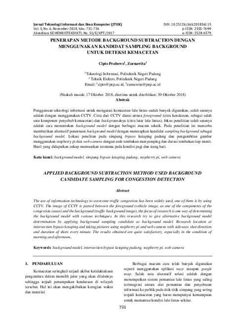 Pdf Penerapan Metode Background Subtraction Dengan Menggunakan