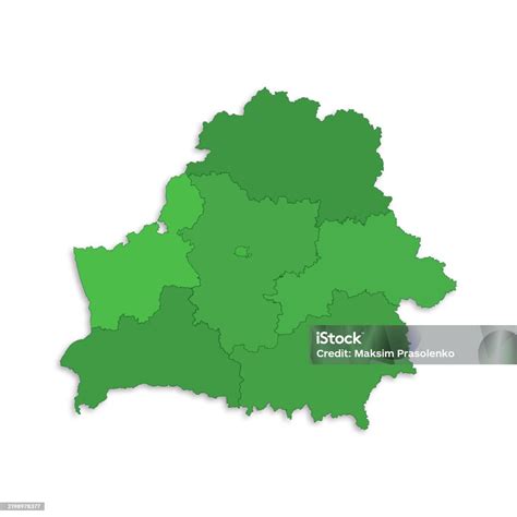 Belarus Map With Border Highlighted Regions States Isolated On White