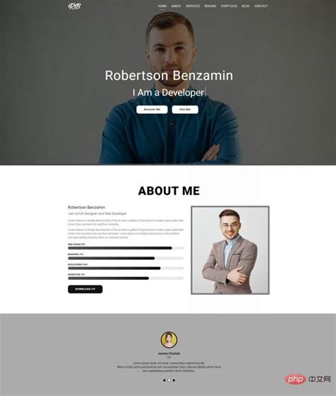 Design Developer Personal Work Display Resume Web Template Free