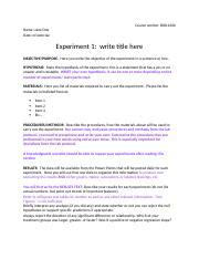 LAB PROTOCOL TEMPLATE Edit Docx Course Section BIOL1406 Name Jane Doe Date Of Exercise