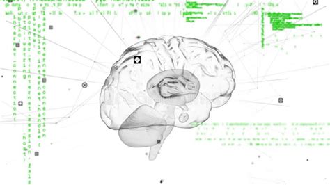 Animation Of Data Processing Over Scope Scanning And Brain Stock