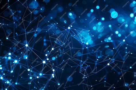 Presenting Abstract Technology Background With Glowing Connection Lines And Dots In Dark Blue