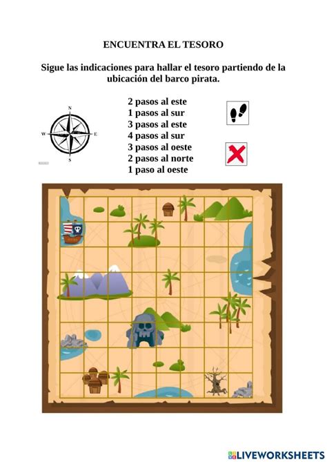 Buscando El Tesoro Worksheet Mapas Para Niños Puntos Cardinales