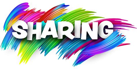 흰색 위에 다채로운 스펙트럼 페인트 브러시 스트로크가 있는 종이 단어 기호를 공유합니다 개념에 대한 스톡 벡터 아트 및 기타 이미지 개념 공동체 공유 개념 Istock