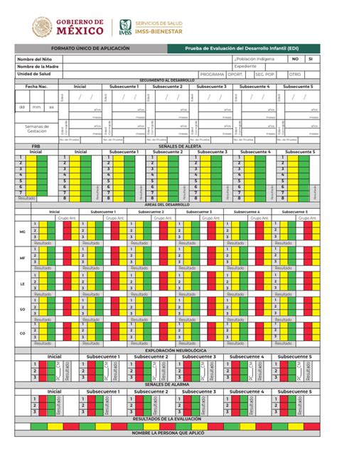 Formato Para La Aplicación De La Prueba De Evaluación Del Desarrollo Infantil Edi Pdf