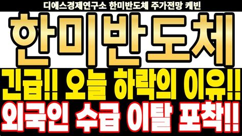 한미반도체 주가전망 긴급 오늘 하락의 이유 외국인 수급 이탈 포착 Feat디에스경제연구소 케빈 Youtube