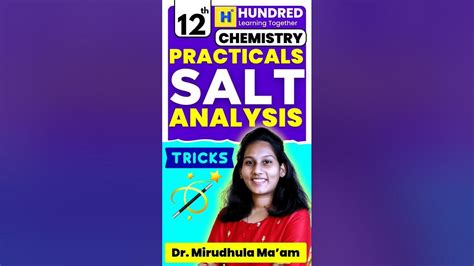 12th Chemistry Practical Salt Analysis Salt Analysis Class 12