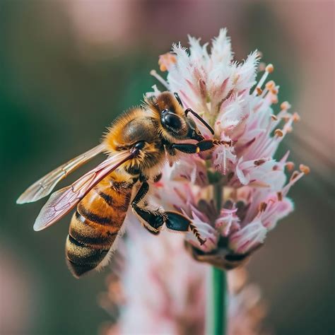 Tiny Insect World Bee Pollinating Premium Ai Generated Image