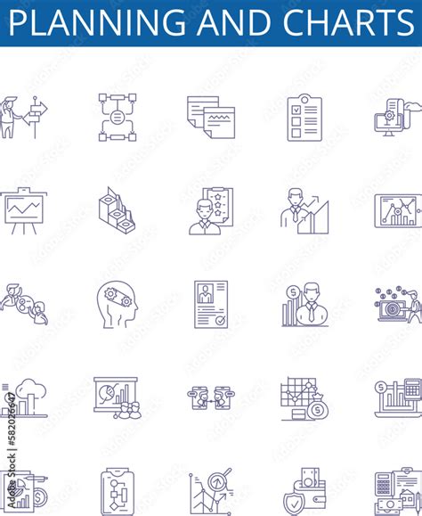Planning And Charts Line Icons Signs Set Design Collection Of Planning Charts Strategy